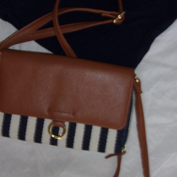 Bags | Canvas White Navy Blue White Striped Purse Hand Bag | Poshmark